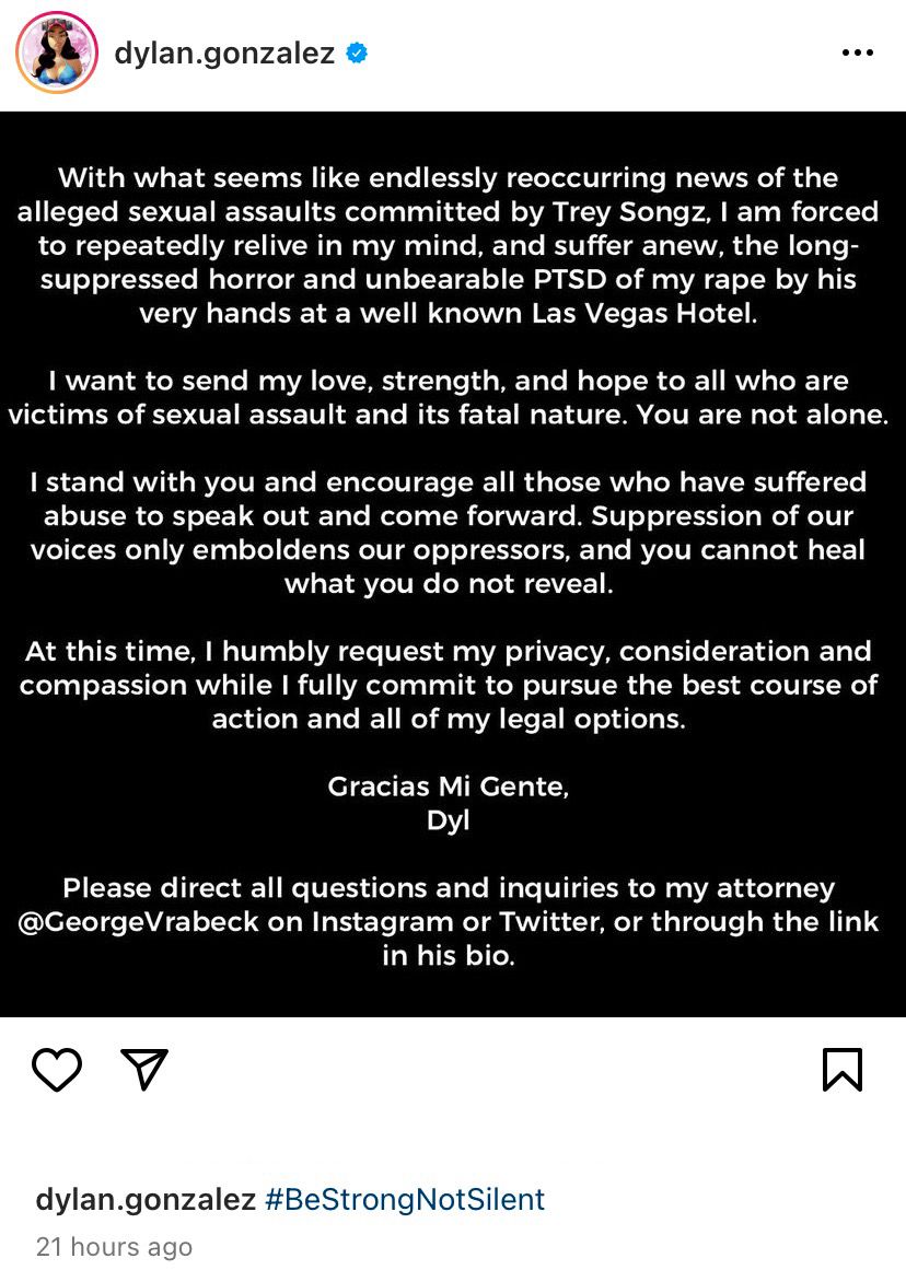 Dylan Gonzalez accuses Trey Songz of rape