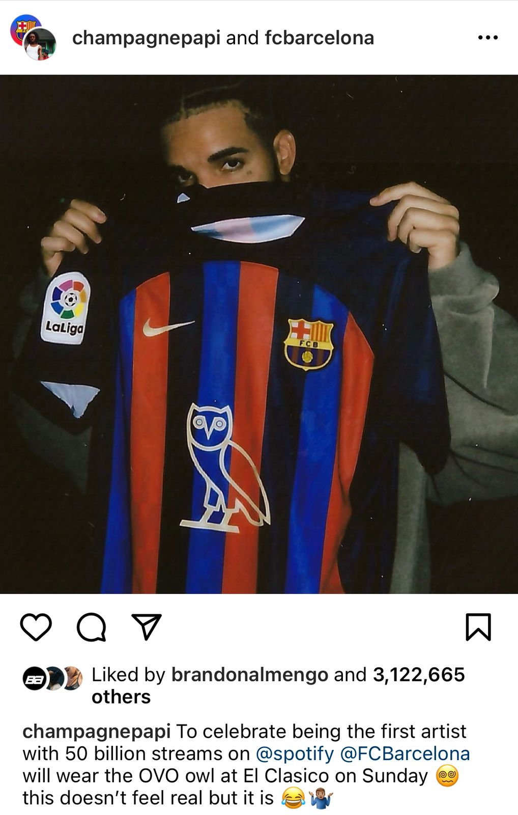 Barcelona to wear Drake's OVO logo during Sunday's El Classico