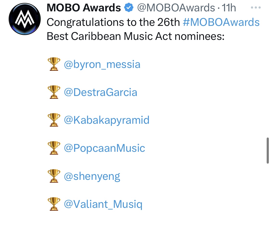 MOBO Awards announce nominations for 26th staging