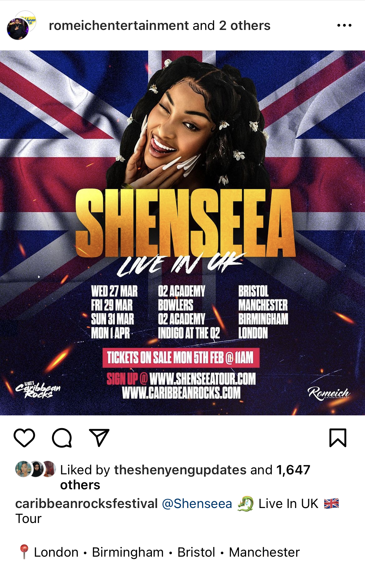 Shenseea set for UK Tour